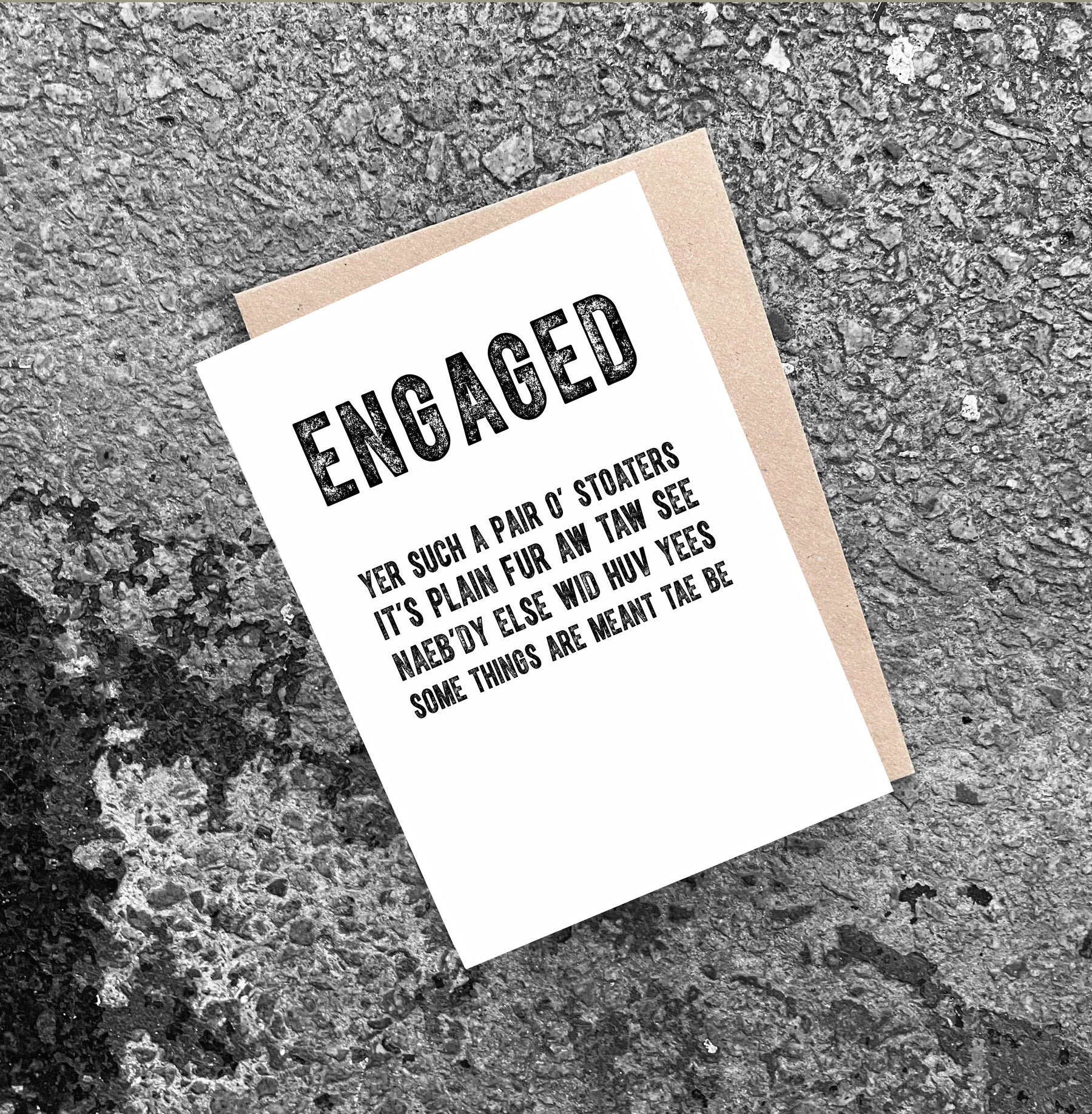 'ENGAGED' SCOTTISH POEM CARD – Gie it Laldy | Scottish Gifts