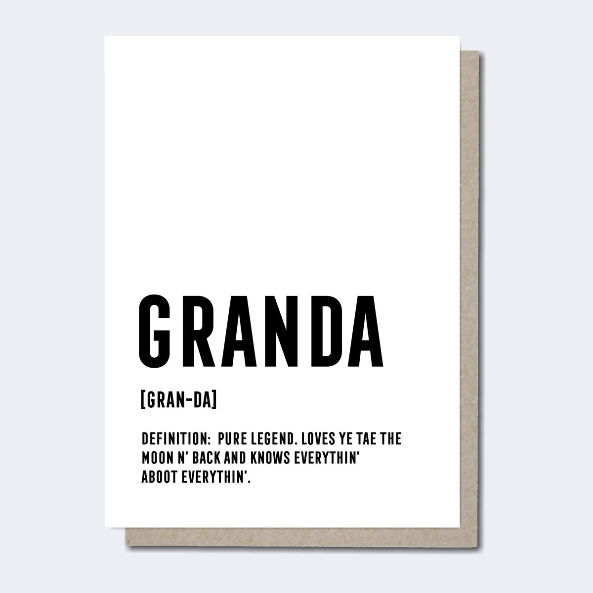 'GRANDA DEFINITION' SCOTTISH CARD – Gie it Laldy | Scottish Gifts