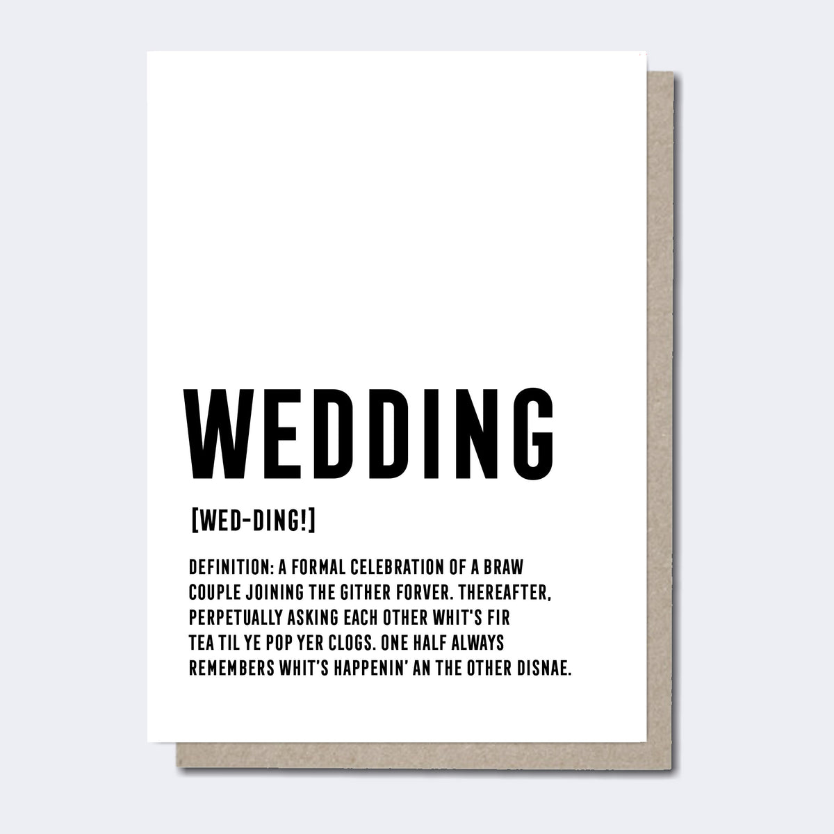 'WEDDING DEFINITION' SCOTTISH CARD – Gie it Laldy | Scottish Gifts